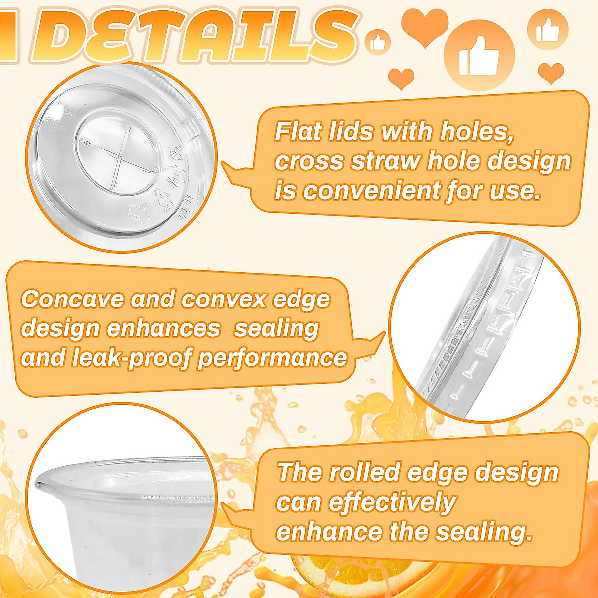 Qinsihwn 50 Pack 8 OZ Disposable Plastic Cups with Lids,Clear Dessert Cups Plastic Containers with Lids for Drink,Yogurt,Parfaits,Soups,Snacks,Salad,Fruit