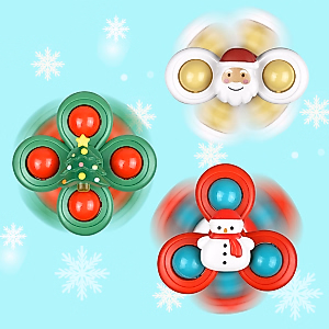 Jofan 3 Pack Christmas Suction Cup Spinner Toys for Baby Toddlers Kids Christmas Stocking Stuffers Gifts