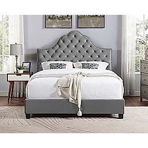 Roundhill Furniture Floris Panel, King, Gray