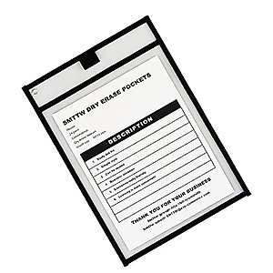 SMTTW Dry Erase Pockets Sleeves Black Reusable Clear Plastic Sleeves 24 Pack Dry Erase Sleeves 10" x 14"Heavy Duty Dry Erase Sleeves Protectors Oversized Board Worksheet Protector