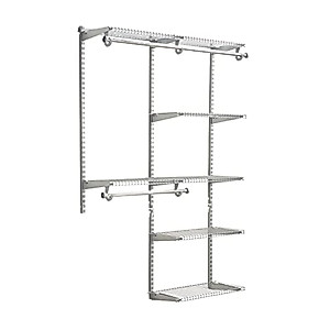 Rubbermaid Configurations Deluxe Closet Kit, Titanium, 4-8 Ft., Wire Shelving Kit with Expandable Shelving and Telescoping Rods, Custom Closet Organization  System, Easy Installation