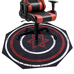 HiiARug Chair Mat for Hardwood Floor Gaming Chair Mat Anti-Slip Office Chair Mat for Carpet Computer Chair Mat for Office Gaming Room (Octagon 47"x47", Red)