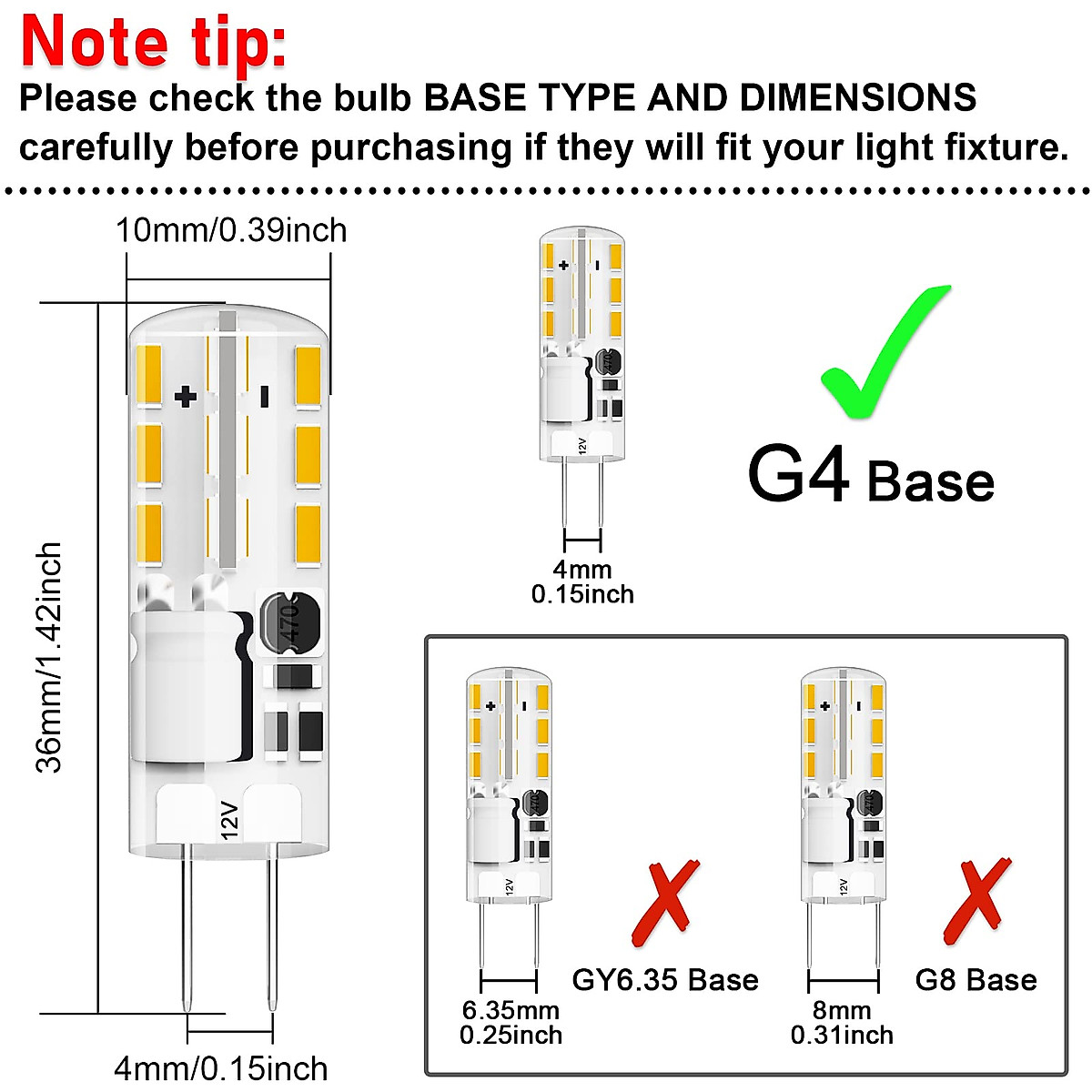 Gaormii G4 LED Bulb JC Type Bi-Pin Base Bulb 1.5W AC/DC 12V 10W T3 Halogen Bulb Replacement for Landscape Lighting, Under Cabinet Puck Light, Chandeliers, Warm White 3000K, 10-Pack