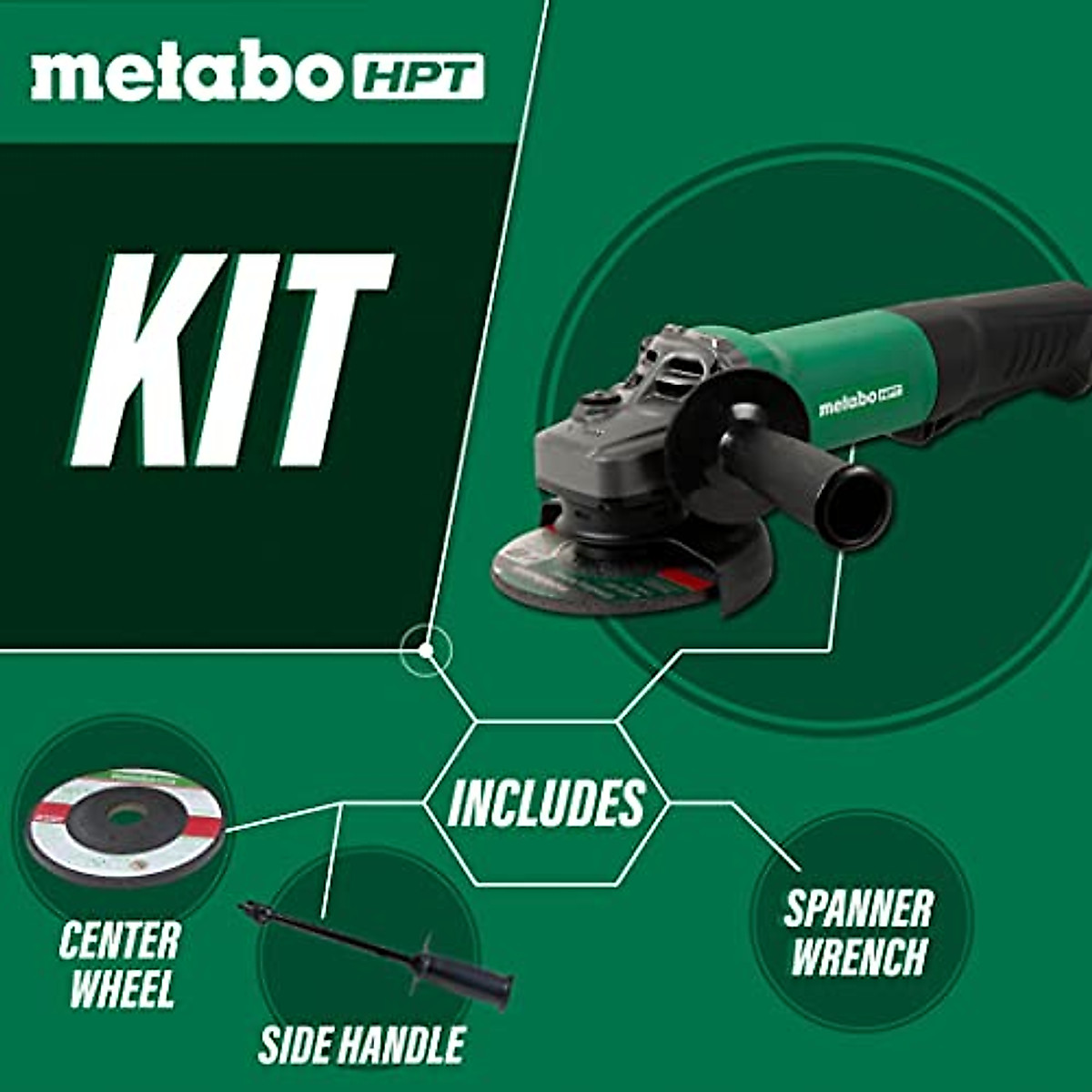 Metabo HPT Angle Grinder, 4.5-Inch, 10.5 Amp, Paddle Switch | G12SE3