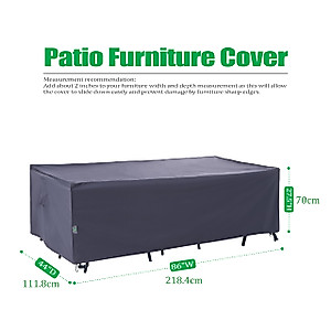 F&J Outdoors Patio Table Covers Waterproof Rectangular 86 x 44 x 27.5 inches, UV Resistant Snow Protection for Outdoor Dining Tables, Grey