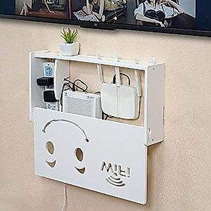 Network Cable Box WiFi Storage Box Box Multimedia Shielding Box Wall Home Wireless Network Router Wall-Mounted Floating Rack