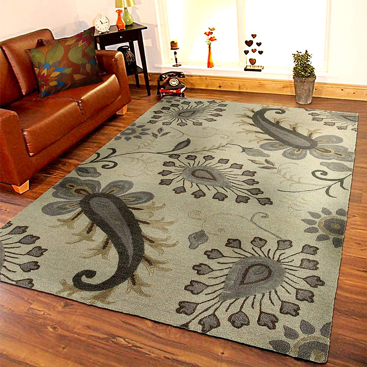LR Resources Glamour LR06010-LTG80A0 Light Gray Rectangle 8 X 10 ft Indoor Area Rug, 8' x 10',