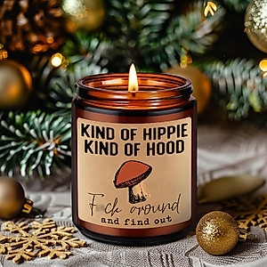 LEADO Kind of Hippie Kind of Hood Scented Candles, Hippie Room Decor - Hippie Gifts, Boho Gifts for Women, Men - Funny Birthday, Christmas, Hippy Gifts for Hippie Friends, Bestie, BFF, Her