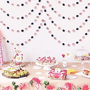 Glitter Rose Gold and Pink and Navy Blue Streamers Backdrop Party Decorations, UNIIDECO Paper Garland, Happy Birthday Baby Bridal Shower Bachelorette Party Supplies, Classroom Bulletin Board Decor