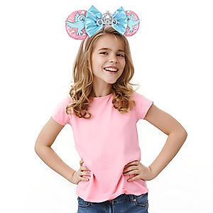 zhezesmila Shiny Mouse Ears Headband, Hot Chicken Ears with Sparkly Bow Hawaii-Headwear Decoration Hair Accessories for Girls Women Adult Kids Birthday Party