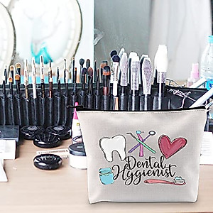POFULL Dental Hygiene School Student Make Up Bag Dental Assistant Gift Dental Graduation Zipper Pouch Bag RDH Gift (Dental Hygienist bag)