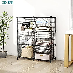 GIMTRR Closet Organizers and Storage, 3 * 6 Cubes Metal Wire Storage Shelf, Modular Cabinet Portable Bookcase for Bedroom, Bathroom, Office, Black