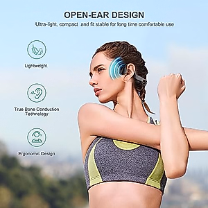 Qaekie Bone Conduction Headphones - Bluetooth 5.3 Open Ear Headphones with HD Mic,12hrs Playtime Deep Bass Sport Wireless Headphones,Sweatproof Bone Headphones for Running,Cycling,Hiking,Driving