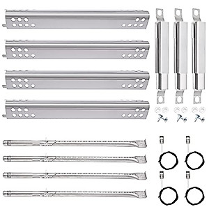 Aibabcue Grill Replacement Parts Kit for Charbroil 4 Burner G470-0004-W1A, G470-5200-W1, 463342119, 463376017, 463335517, 463332718, Stainless Heat Shield Tent, Grill Burner, Carryover Tube, Igniter