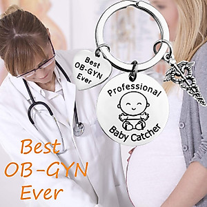 FOTAP Ob-GYN Gifts Best OB-GYN Ever Keychain Personalized OBGYN Gift Doctor Gift Thank You Gift for OBGYN (Baby Catcher Keychain)