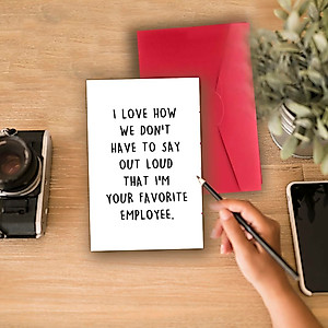 Huameigf Humor Boss’s Day Card for Boss, Funny I'm Your Favorite Employee Card for Boss, Best Boss Day Appreciation Card for Mentor, Office Boss Day Card from Staff