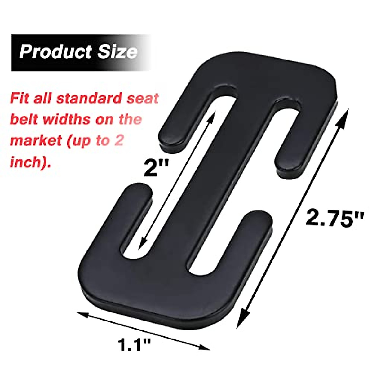 HooRLZ Seatbelt Adjuster, Universal Seatbelt Clip, Improved Driving Comfort, Car Seat Belt Adjuster for Adults, Kids, Pregnancy, Short Adults (Black-2Pcs)