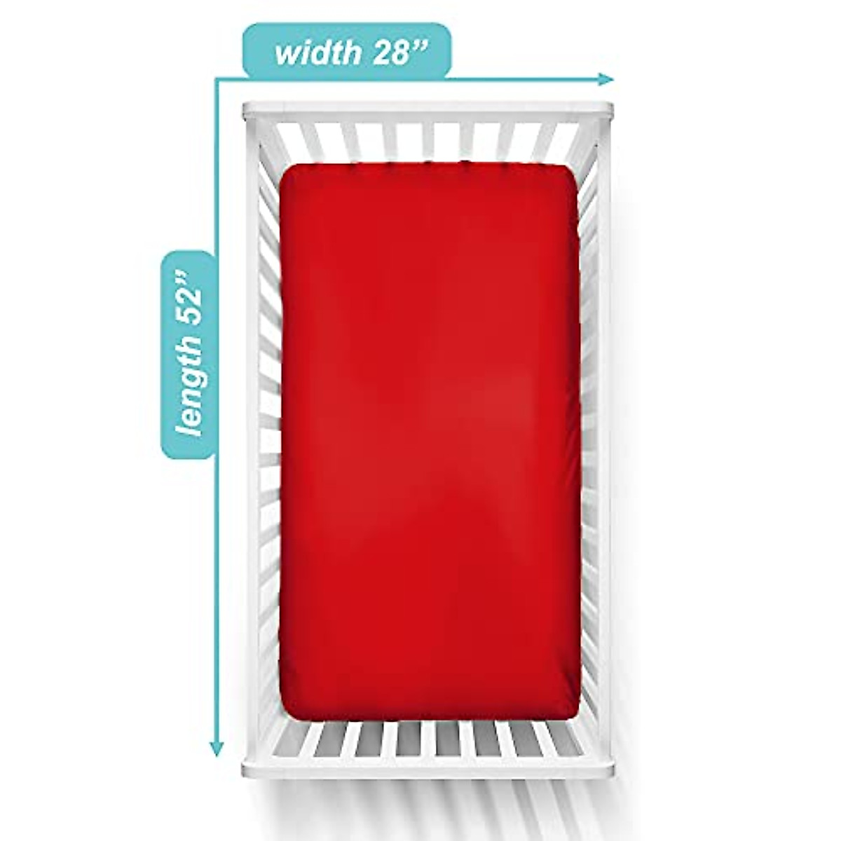American Baby Company Supreme 100% Natural Cotton Jersey Knit Fitted Crib Sheet for Standard Crib and Toddler Mattresses, Red, Soft Breathable, for Boys and Girls, 28 X 52 Inch