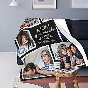 Mothers Day Blanket Gifts for Mom Custom Blankets with Photos Personalized Throw Blankets with Picture for Mother, Customized Blanket Best Mom Ever Family Women Gifts for Mom Birthday 6 Photo Collage