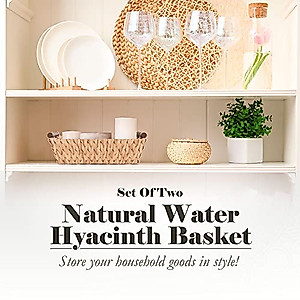 American Atelier Water Hyacinth Wicker Basket with Handles | 2Pack Square Woven Wicker Storage Baskets with Builtin Carry Handles | Laundry Storage or Pantry Bin | Natural Weave | American Atelier