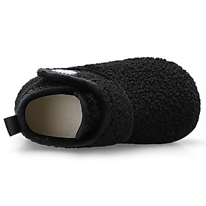 Scurtain Unisex Kids Toddler Slippers Socks Fleece Slippers for Boys Girls Baby Artificial Woolen Booties with Non-Slip Rubber Sole baby slippers baby boy slippers Black 3.5-4.5 Infant