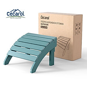 Cecarol Folding Adirondack Ottoman for Adirondack Chair, Folding Easily Adirondack Footstool Without Assembly, Ottoman for Outdoor Porch, Yard, Garden, White-ACO01
