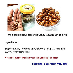 MONIEGOLD Chewy Tamarind Candy Weight 4.58 Ounce. made from fresh sweet & sour & spicy tamarind chewy (Pack of 2 )