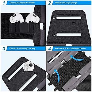 Newppon Cell Phone Running Armband :Airpods Pro Holder & 360° Rotatable Universal Arm band Case for iPhone 14 13 12 11 Pro Max Plus Samsung Galaxy S23 S22 Ultra Edge Note Pixel for Workout Exercise