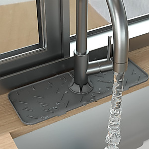 Kitchen Sink Splash Guard Silicone Sink Faucet Mat Water Catcher Mat Sink Draining Pad Rubber Drying Mat for Kitchen Sink, 2 Pack, Grey