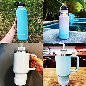 2Pcs Silicone Bumper Boot for Stanley Quencher Adventure 40oz Tumbler with Handle & Stanley IceFlow 20oz 30oz, Protective Water Bottle Bottom Sleeve Cover, Stanley Tumbler Accessories (Clear 2pcs)