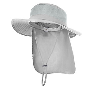 Camptrace UPF 50+ Sun Hats for Men Women Wide Brim Sun Protection Mesh Hat with Neck Flap Fishing Hiking Gardening Hats