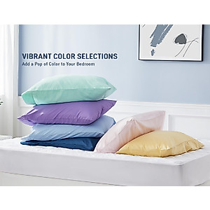 HOMTEC Pillow Cases, Standard Queen Size Cotton Percale Weave Pillowcases, Pre-Shrunk Breathable and Hypoallergenic Pillowcases, Set of 2 (2 Piece Standard/Queen 20 Inch x 30 Inch, White)