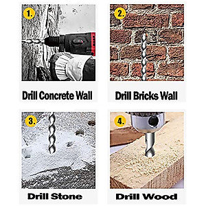 Masonry Drill Bits 5/32 in.x 3-1/2 in. Carbide Tip Flat Shank Drill Concrete Stone Bricks-10Pcs