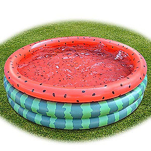 47" x 47" x 12" Inflatable Kiddie Pools 3 Ring Watermelon Plastic Paddling Pool Baby Swimming Pool for Toddler Backyard Garden Outdoor Blow Up Wading Pools Childrens Pools Pit Ball Pool