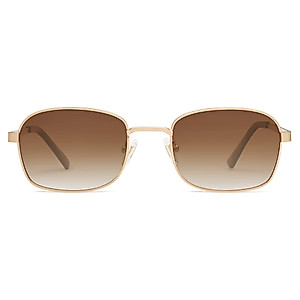 SOJOS Retro Rectangle Polarized Sunglasses for Women and Men,Vintage Narrow Square Womens Shades SJ1177 Gold Brown Grading