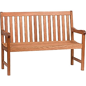 Amazonia Milano 4-Feet Patio Bench | Eucalyptus Wood | Ideal for Outdoors and Indoors, Light Brown