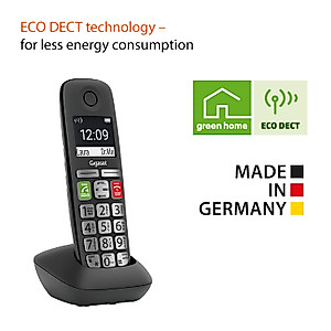 Gigaset E295H - Additional Handset for Cordless Big Button Phone - Made in Germany - Big 2" Display high Contrast - Extra Large Keys, Easy Usability - Caller-Block - 100 Contacts Phonebook, Black