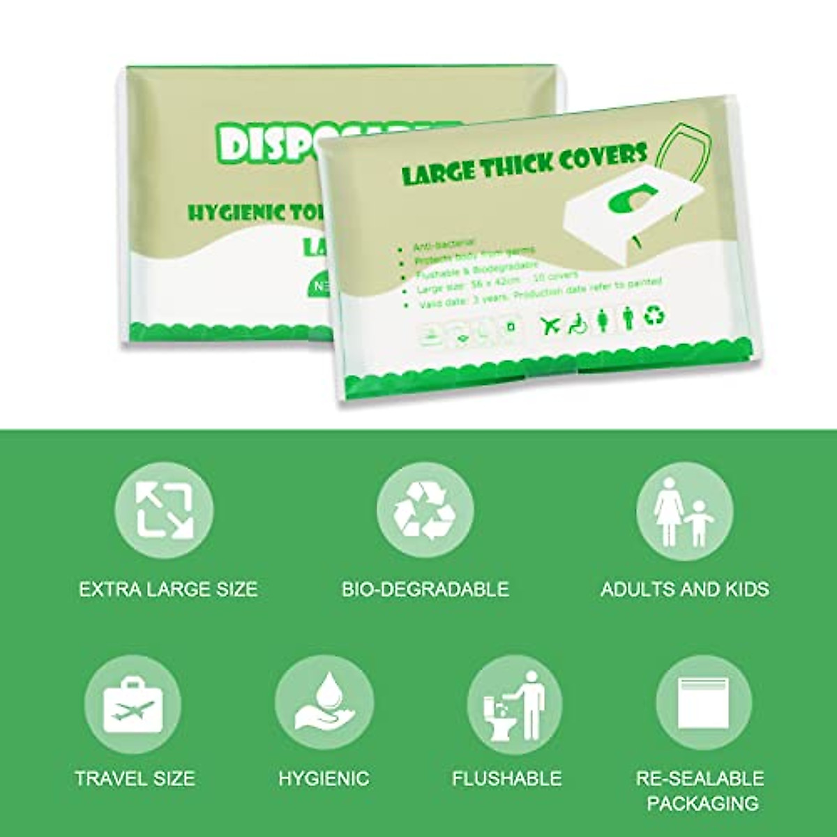 FYY 100 Pack Toilet Seat Covers Paper Flushable,Travel Disposable Flushable Paper Toilet Seat Covers for Adults and Kids Potty Training in Public Restrooms,Airplane,Camping(L,56x42cm,22x16.5 inch)