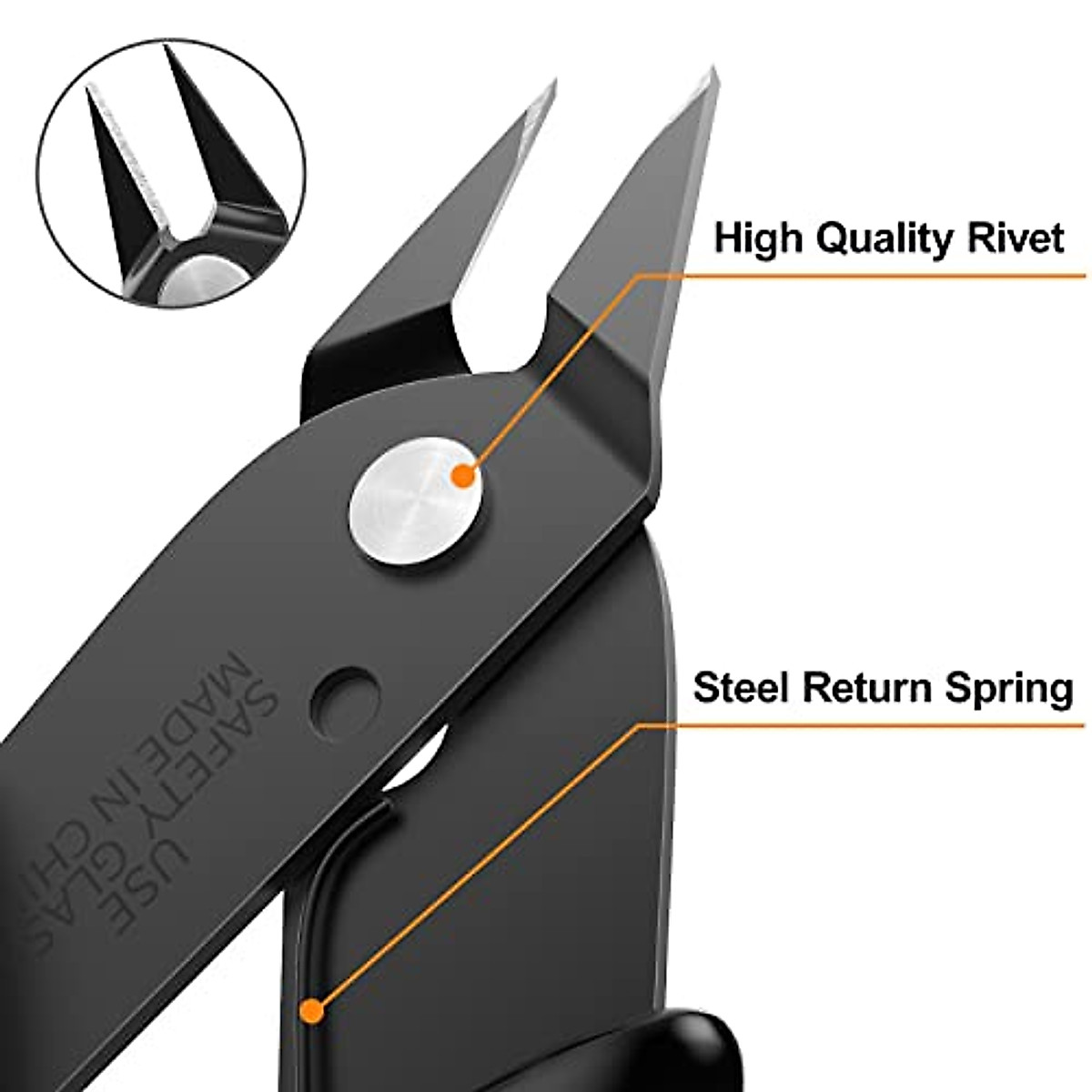 BOENFU Zip Tie Cutters Jewelry Cutting Pliers Flush Cutters Miniature Clippers Hobby Side Snips for Plastic Models, Jewelry Making, Electronics, Black, 5-in, 2-PCS