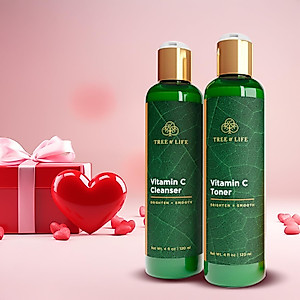 Tree of Life Beauty Vitamin C Brightening Duo, Facial Toner for Minimizing Pores & Facial Cleanser for Gentle Deep Cleaning with Organic Aloe, Clean Dermatologist-Tested Skin Care, 2 X 4 Fl Oz