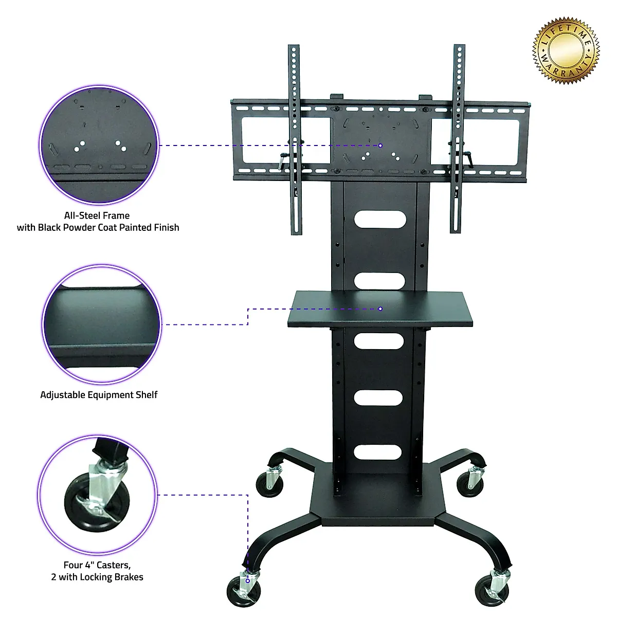 Luxor WPSMS51 - Mobile Flat Panel TV Stand and Mount