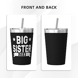 Big Sister Gifts For Girls Travel Cup Double Walled Glass Coffee Mugs with Lids 12oz Reusable Insulated Cappuccino Tea Latte Iced Coffee Cups Travel Mug-HH