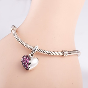 I Love You Pendant Charms 925 Sterling Silver Heart Dangle Bead fit Pandora Charm Bracelet Christmas Gifts for Wife Girlfriend Valentine's Day