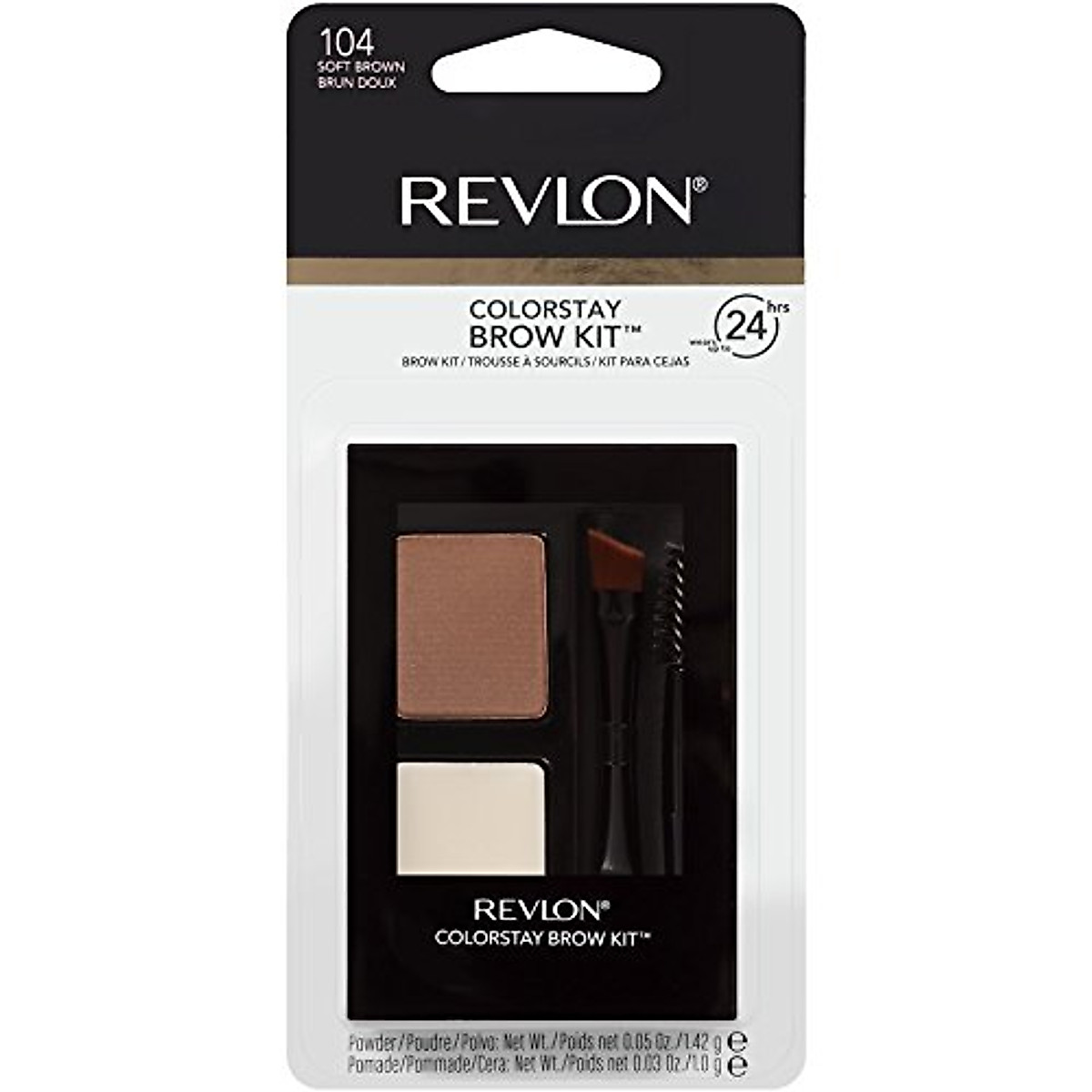 Eyebrow Kit by Revlon, ColorStay Brow Kit Eye Makeup with Longwearing Brow Powder, Pomade, Spoolie & Angled Brush Tip, 104 Soft Brown, 0.08 Oz