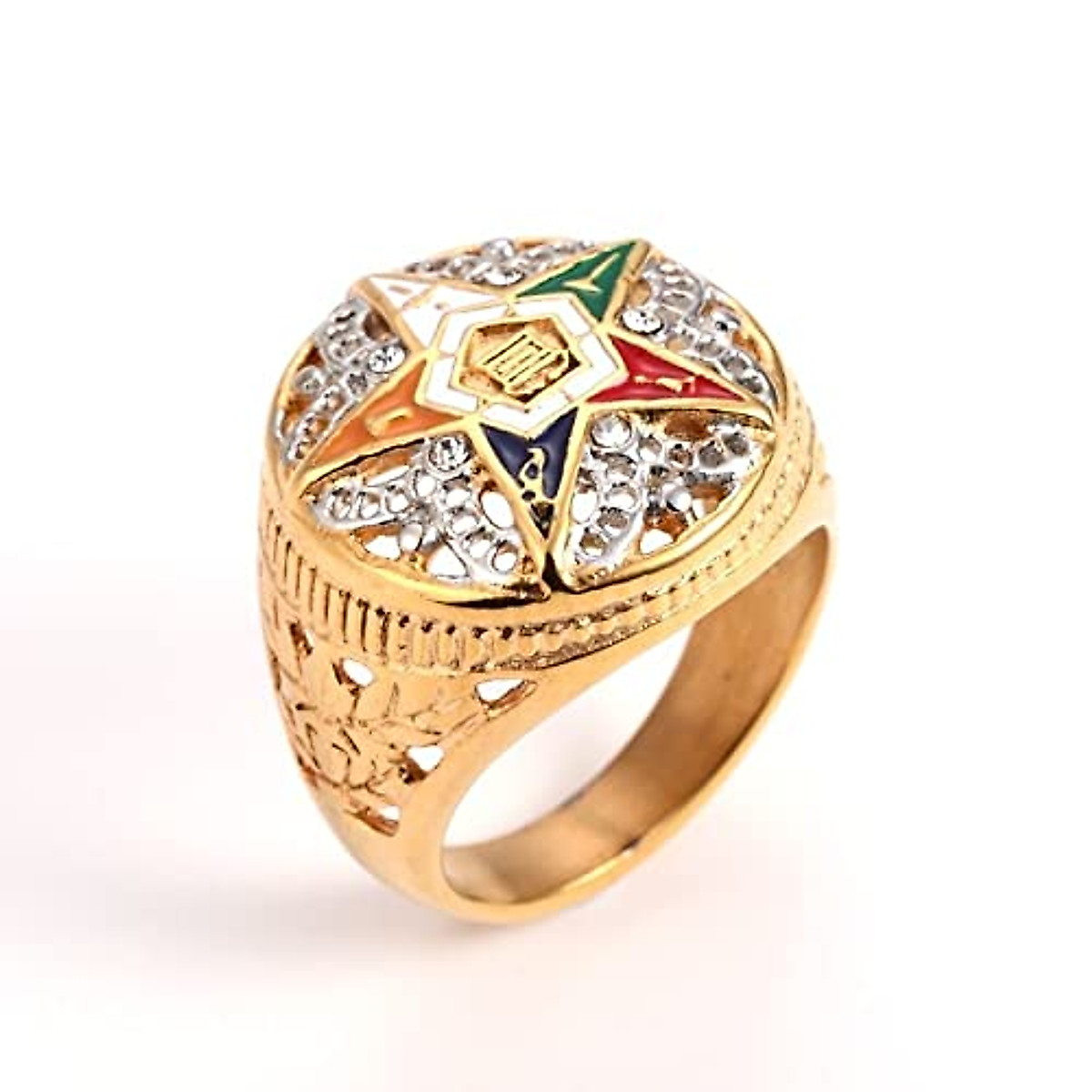 THANHHONG Nattaphol Silver Order of The Eastern Star Rings for Women Ladies Party Band Ring Masonic Jewelry for Women OES Rings (8)