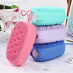 INGVY Dry Brushing Body Brush Silicone Sponge Bath Shower Rub Bath Shower Wash Body Pot Sponge Scrubber (Color : Purple)