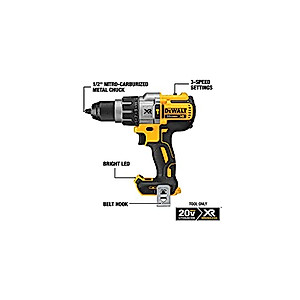 DEWALT 20V MAX XR Hammer Drill, Brushless, 3-Speed, Tool Only (DCD996B), Yellow/Black