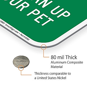 SmartSign All Pets Must Be On Leash Sign - 2 Pack, Please Clean Up After Your Pet Sign, 18 x 12 inch, 2mm Thick Aluminum Composite, Green and White, Made in USA