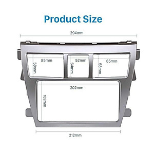 Mhakrl Silver Car Radio Fascia Panel for Toyota Vios Yaris Sedan Belta Radio Frame Radio Stereo Dash Installation Mount Trim Kit Face Plate Audio Panel DVD Navigation Panel Frame 2 Din