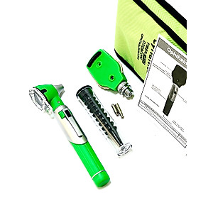 Cynamed Otoscope - Ear Scope with Light, Ear Infection Detector, Both Adult and Pediatric Disposable Specula Tips (Green)